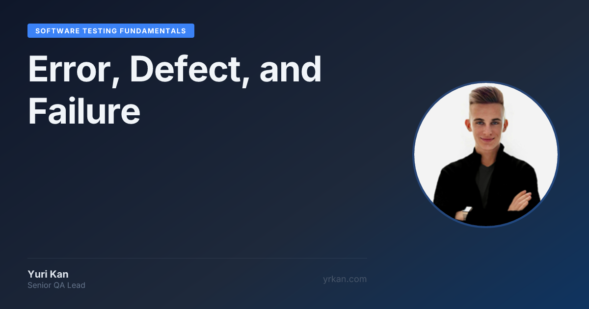 Error, Defect, and Failure | Software Testing Fundamentals · Yuri Kan ...