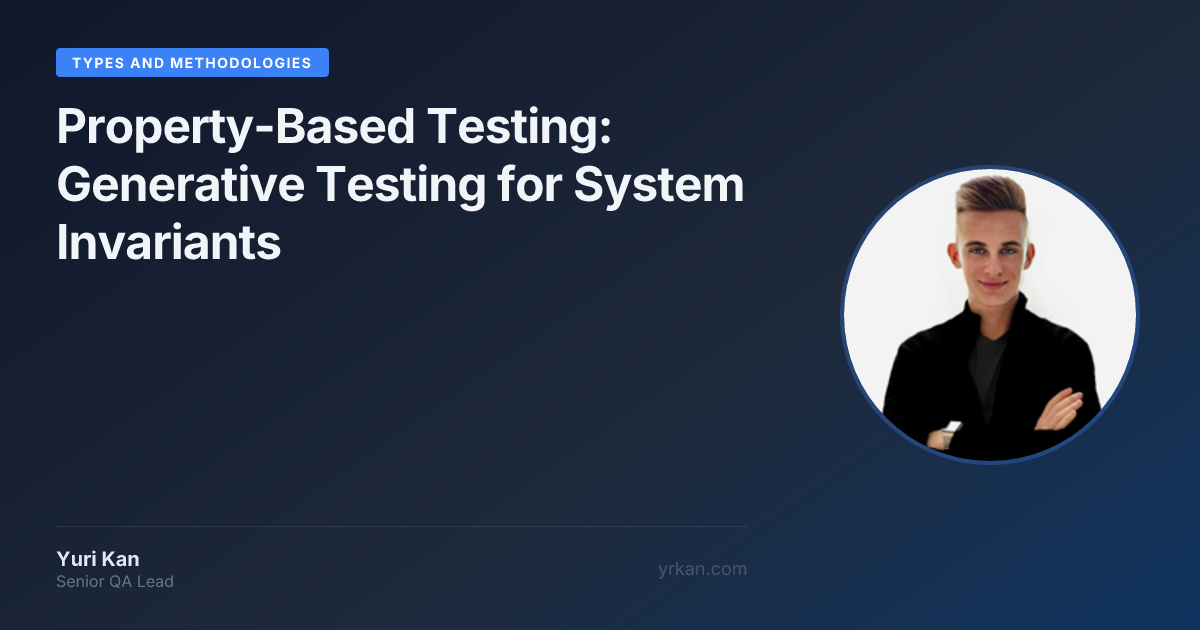Property-Based Testing: Generative Testing for System Invariants · Yuri ...